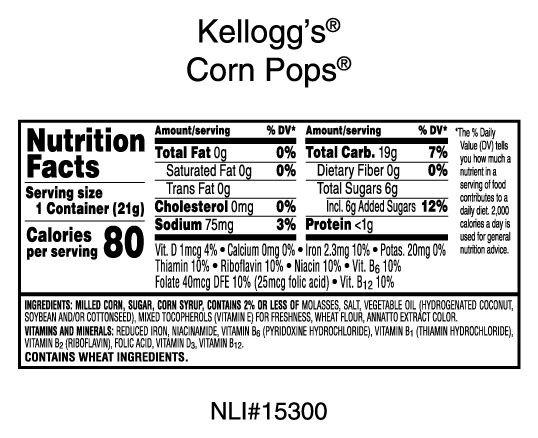 Corn Pops Cereal Nutrition Label | Besto Blog