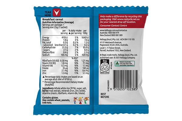 Kellogg's® Rice Bubbles® sachet 30x25g