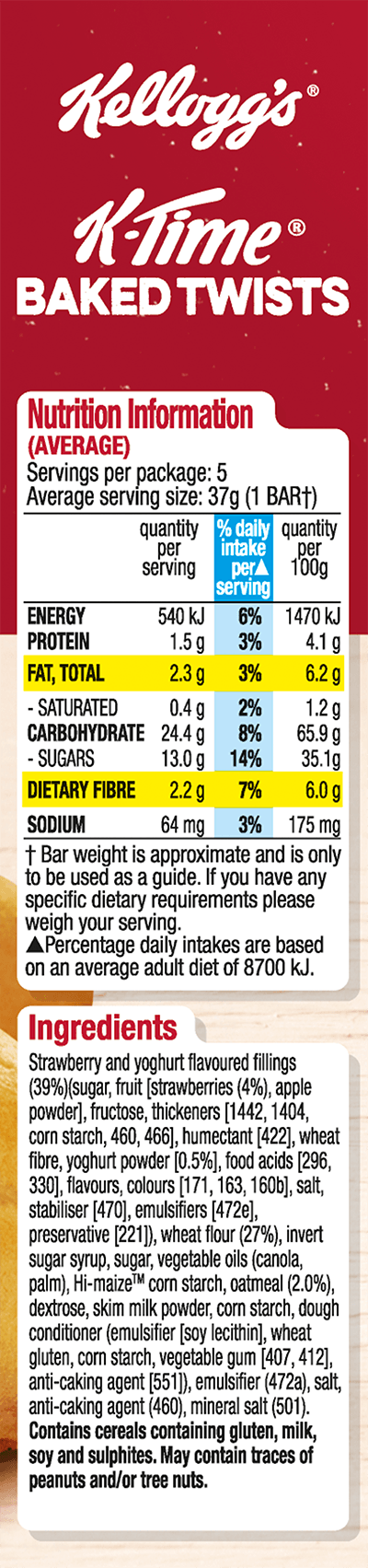 K-Time® Baked Twists Strawberry & Yoghurt flavour | Kellogg's Australia