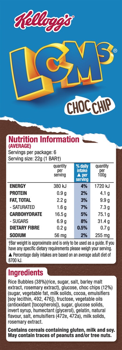 LCMs® Choc Chip | Kellogg's Australia
