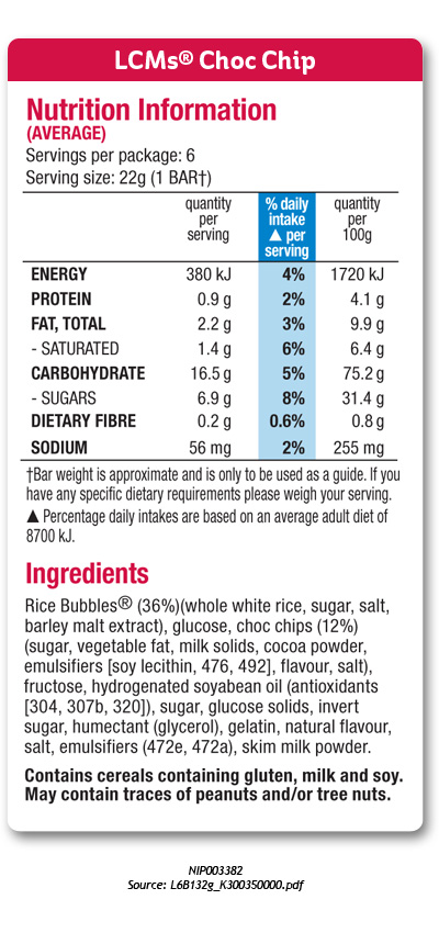 LCMs® Choc Chip | Kellogg's Australia