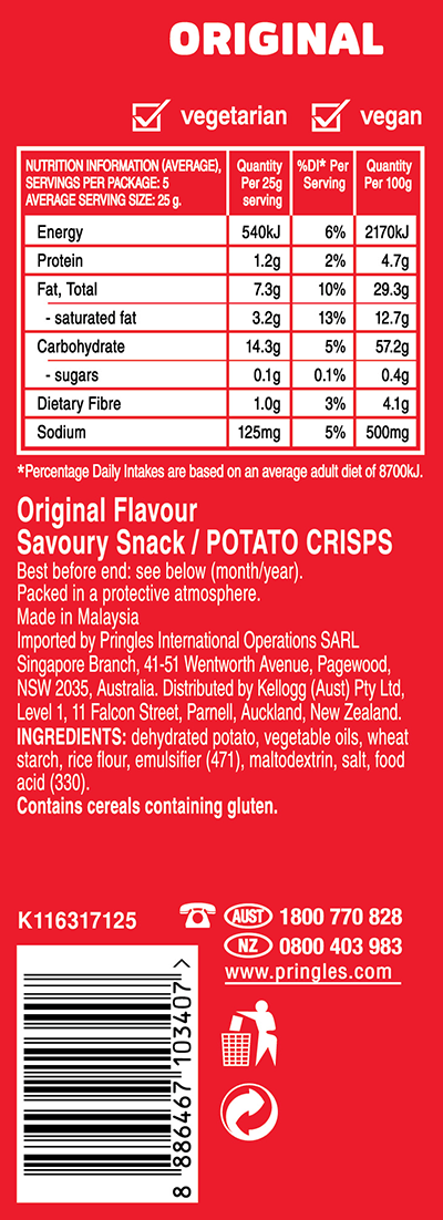 Pringles® Original Stacked Potato Chips 134g