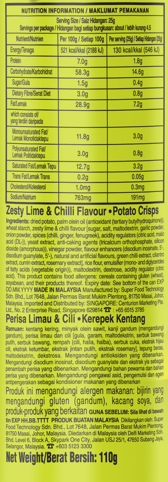 Pringles® Potato Crisps Zesty Lime